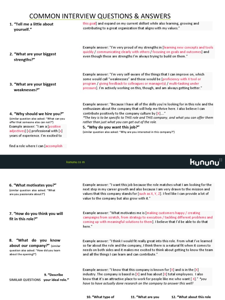 Common Interview Questions and Answers | PDF | Leadership | Question