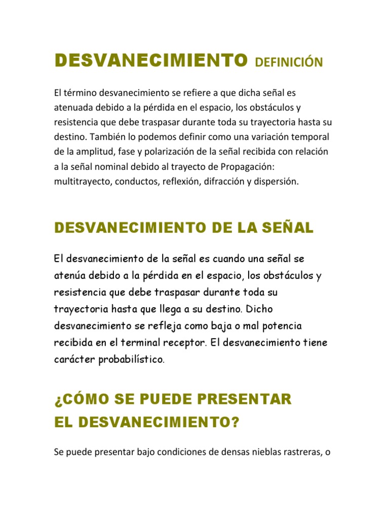 Desvanecimiento Definicion | PDF | Efecto Doppler | Antena (Radio)