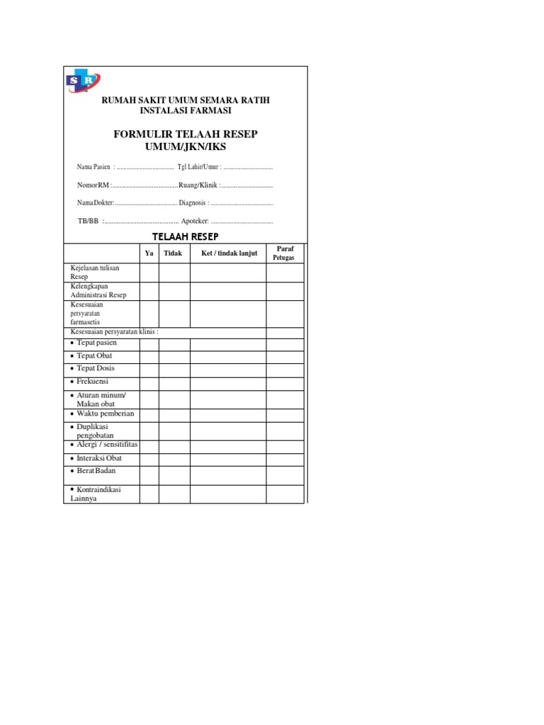 Form Pengkajian Resep PDF | PDF