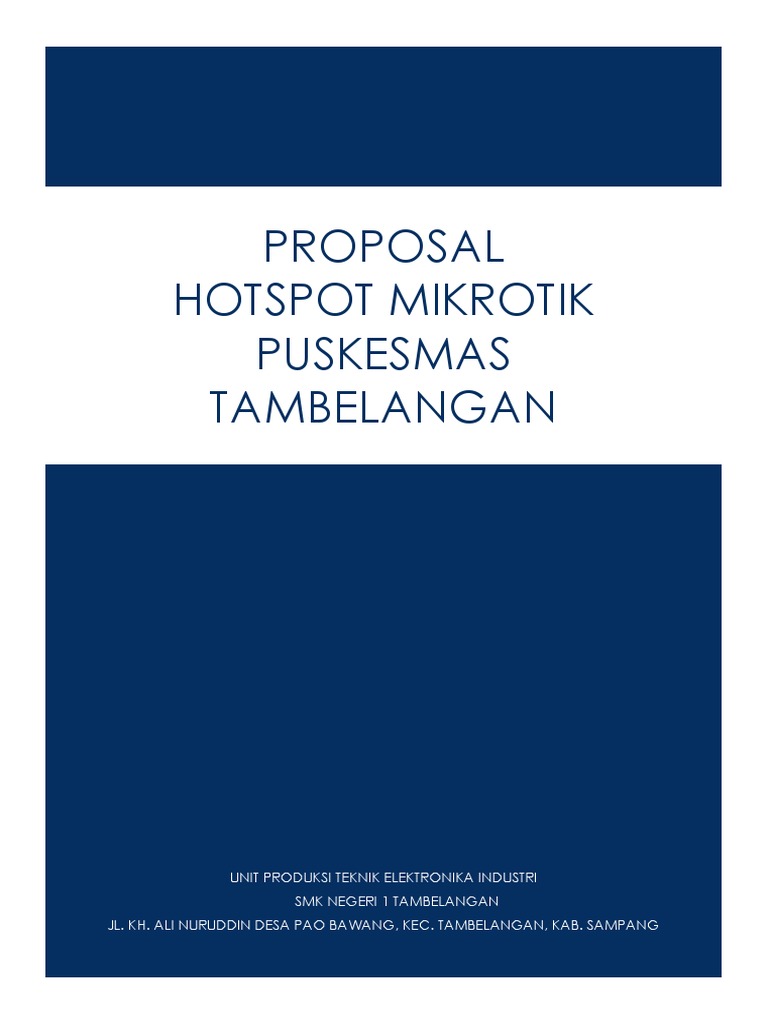 Proposal Hotspot Mikrotik Puskesmas Tambelangan | PDF
