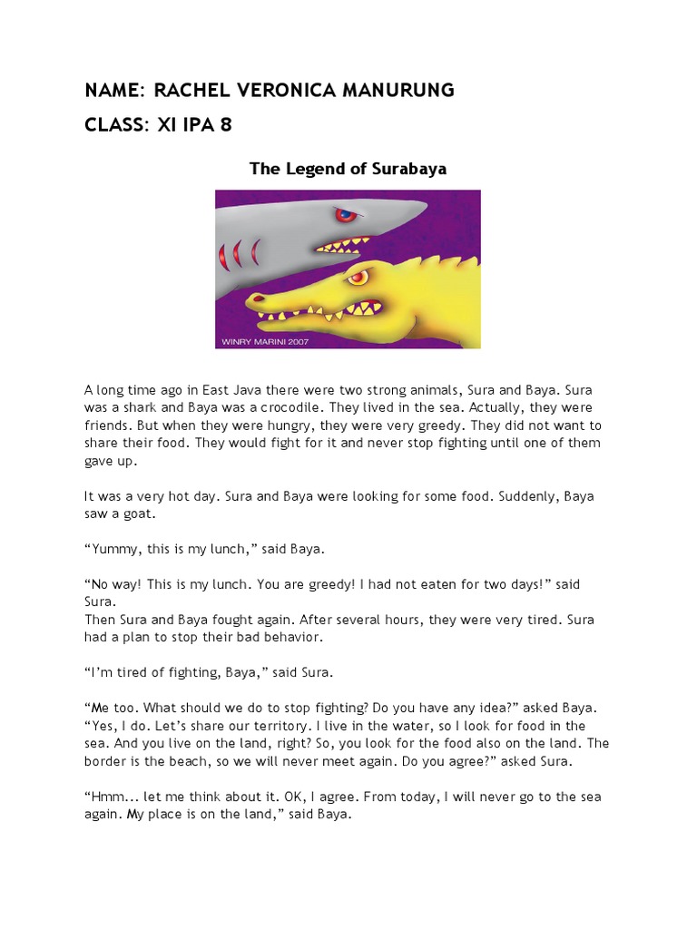 Name: Rachel Veronica Manurung Class: Xi Ipa 8: The Legend of Surabaya ...