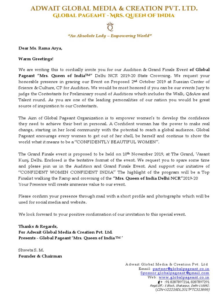 Invitation To Attend The Event | PDF