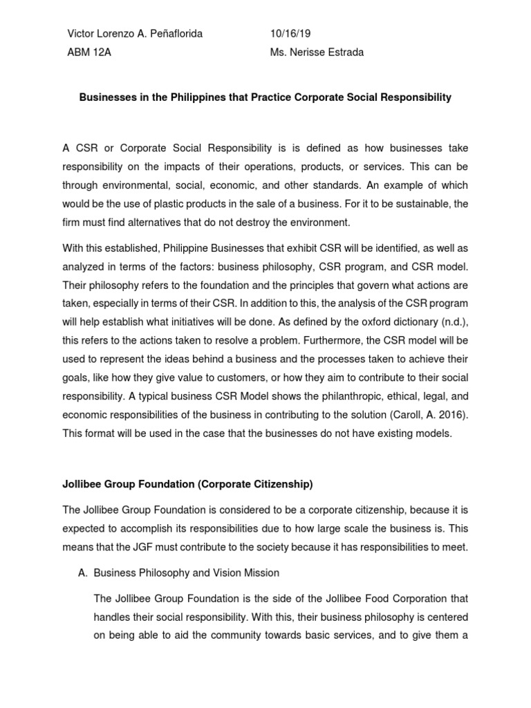Businesses in The Philippines That Practice Corporate Social ...