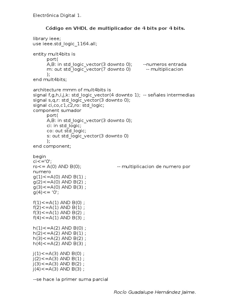 VHDL Code for a 4-Bit by 4-Bit Multiplier Implementing Partial Product ...