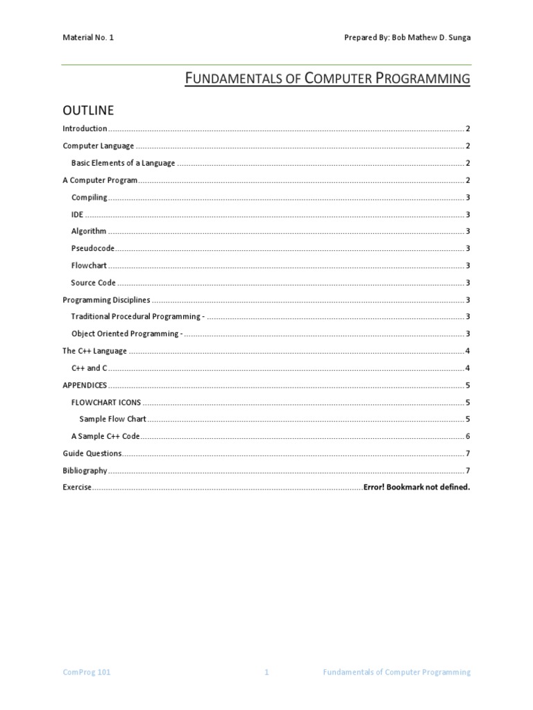 Fundamentals of Computer Programming - Material 1 | PDF | Programming Language | Subroutine