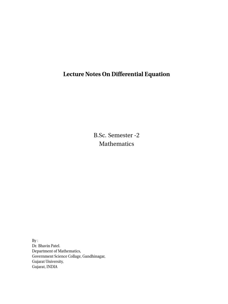 Mat 102 (Unit1,2) PDF | PDF | Differential Equations | Ordinary ...