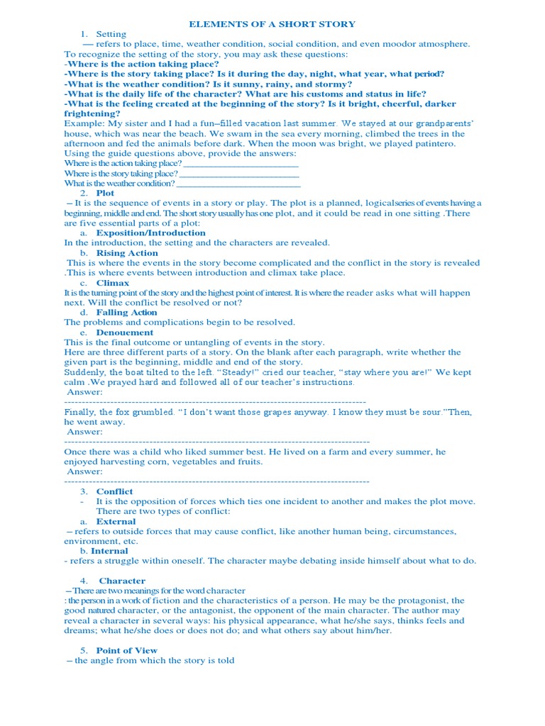 Elements of Short Story | PDF