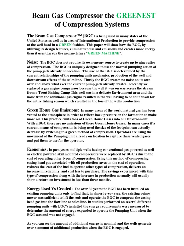 Beam Compressor Gas | PDF | Greenhouse Gas | Pump