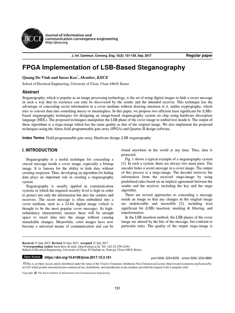 FPGA Implementation of LSB-Based Steganography | PDF | System On A Chip ...