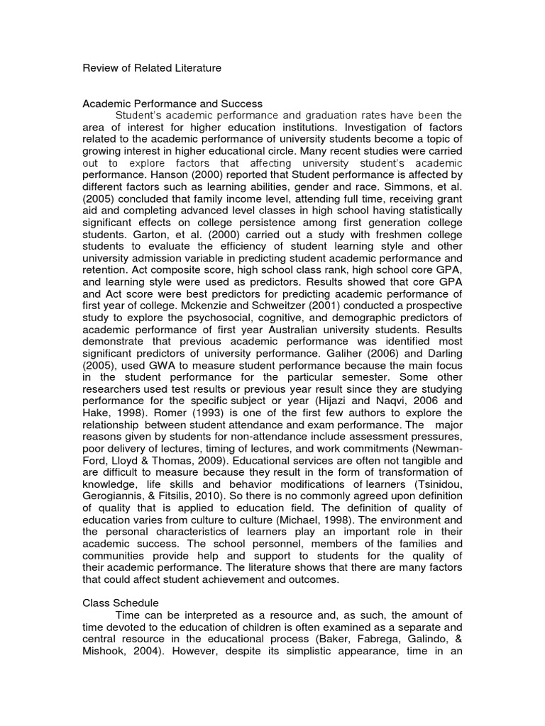 RRL | PDF | Dependent And Independent Variables | Educational Assessment