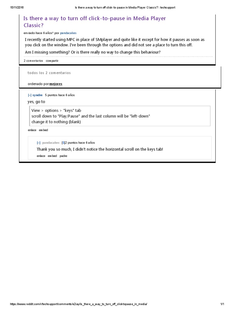 QUITAR CLICK PAUSA K LITE MPC-HC Is There A Way To Turn Off Click-To ...