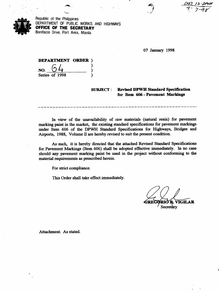 DPWH Road Markings Standard | PDF | Paint | Road Surface