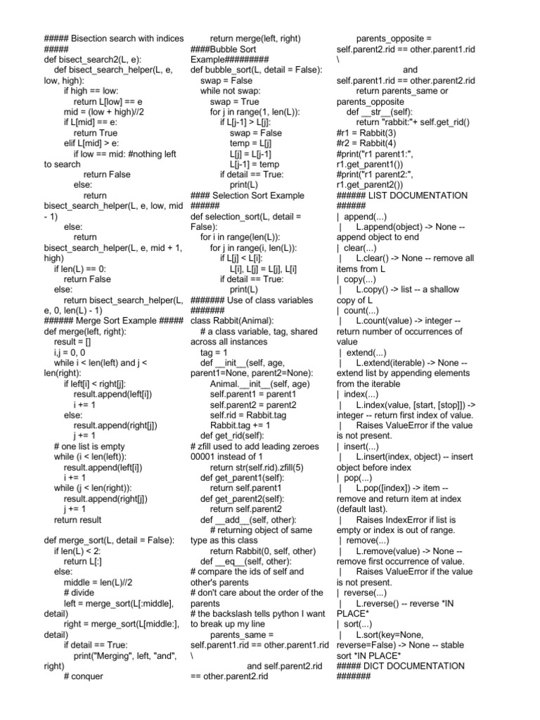 6.0001 Final Cheat Sheet PDF | PDF | Algorithms And Data Structures ...
