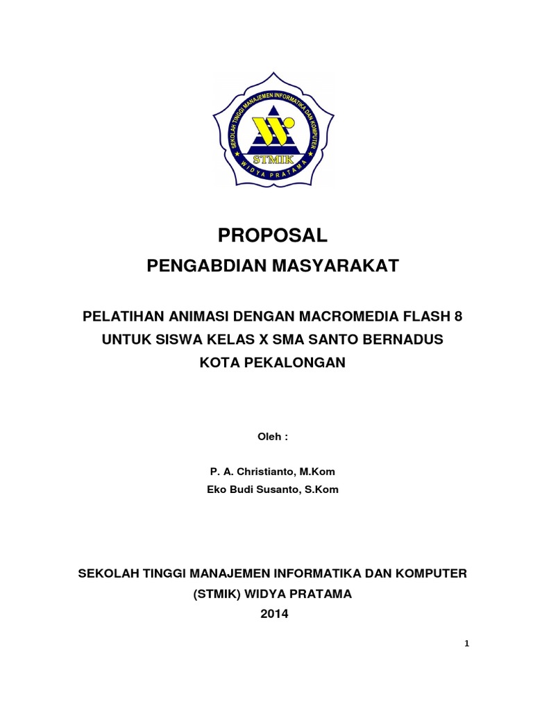 Contoh Proposal Pengabdian Pelatihan Animasi | PDF