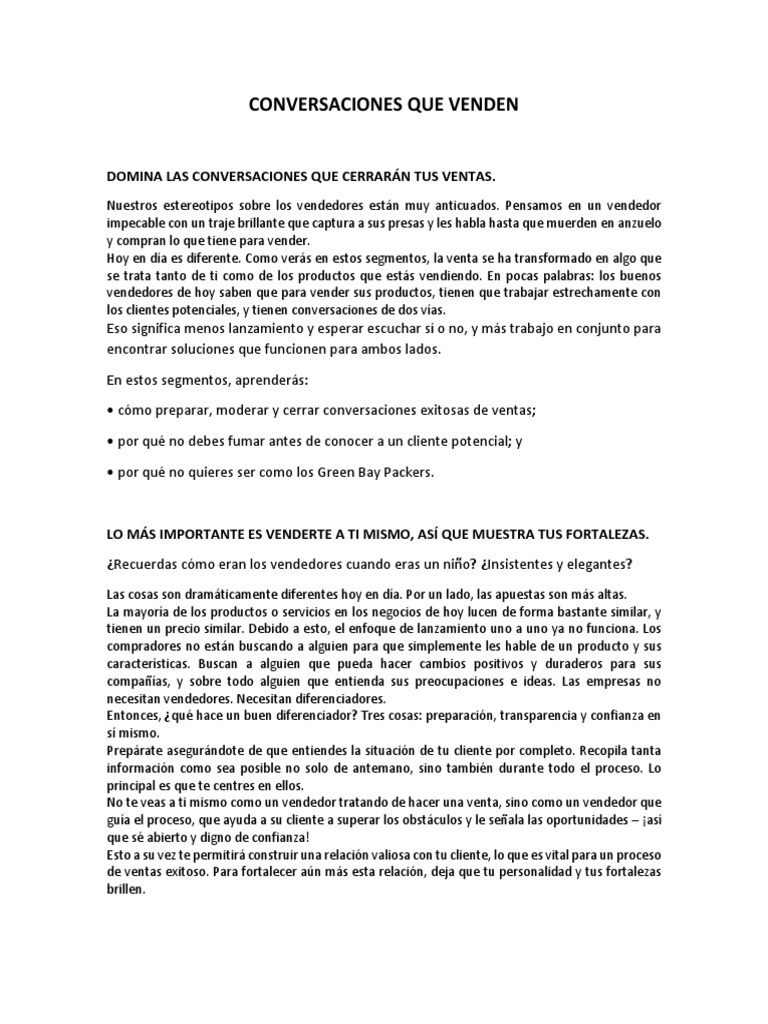 Diálogo Efectivo para Ventas Exitosas | PDF | Servicio al Cliente | Cliente