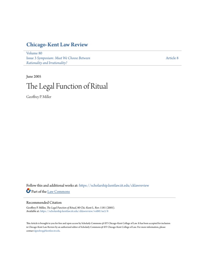The Legal Function of Ritual | PDF | Rituals | Identity (Social Science)