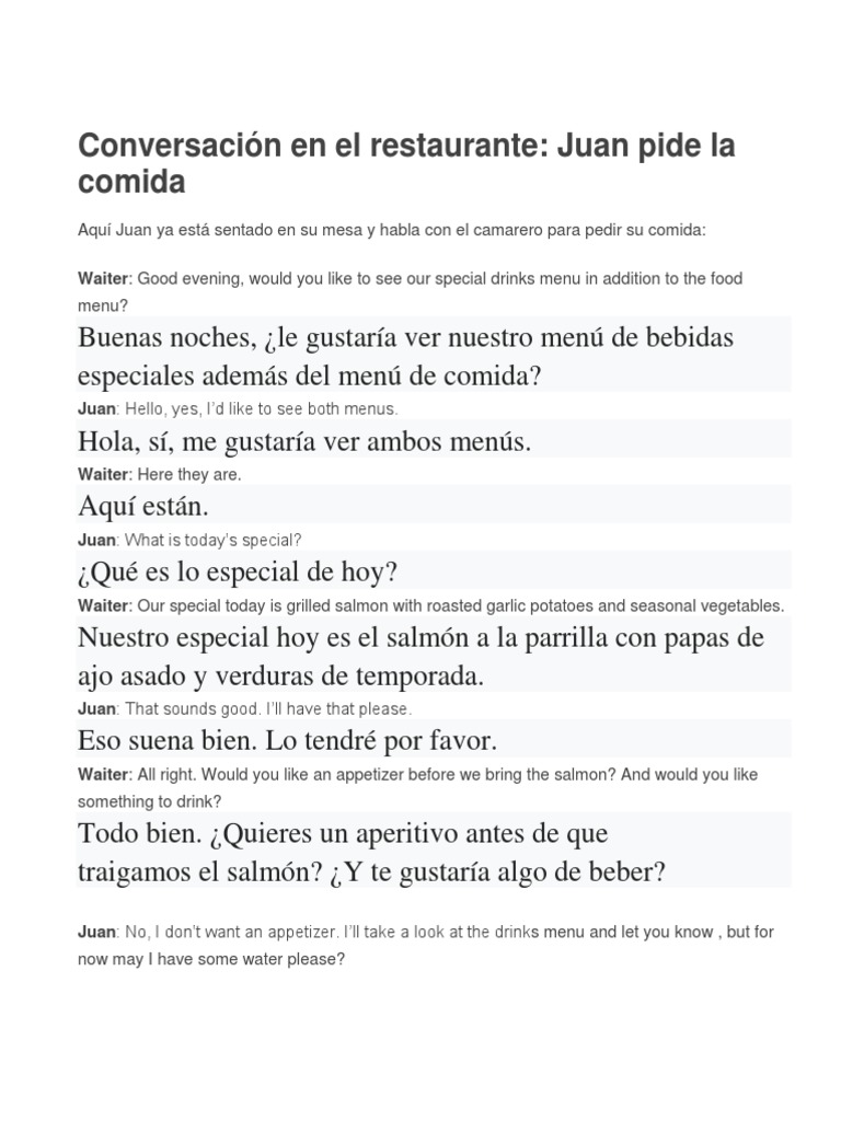 Conversación en El Restaurante | PDF | Cocina | Vinicultura