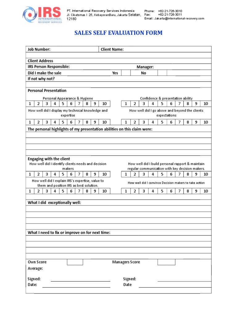 Sales Self-Evaluation Guide | PDF