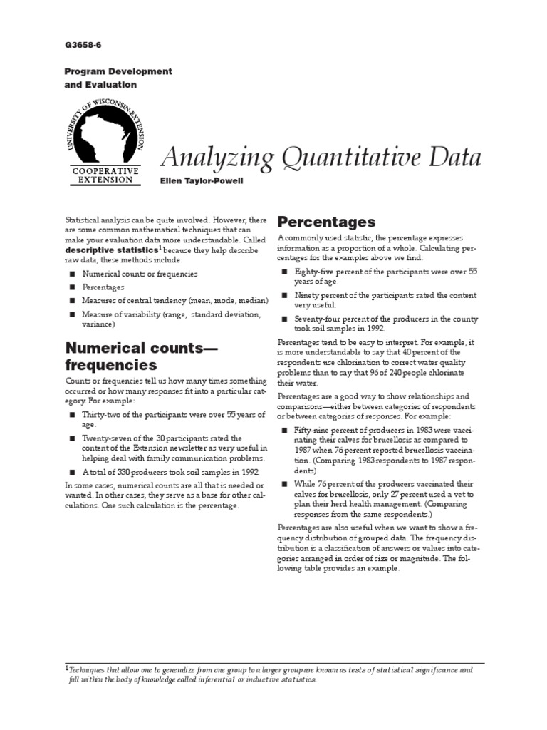 Analyzing Quantitative Data PDF | PDF | Mean | Median