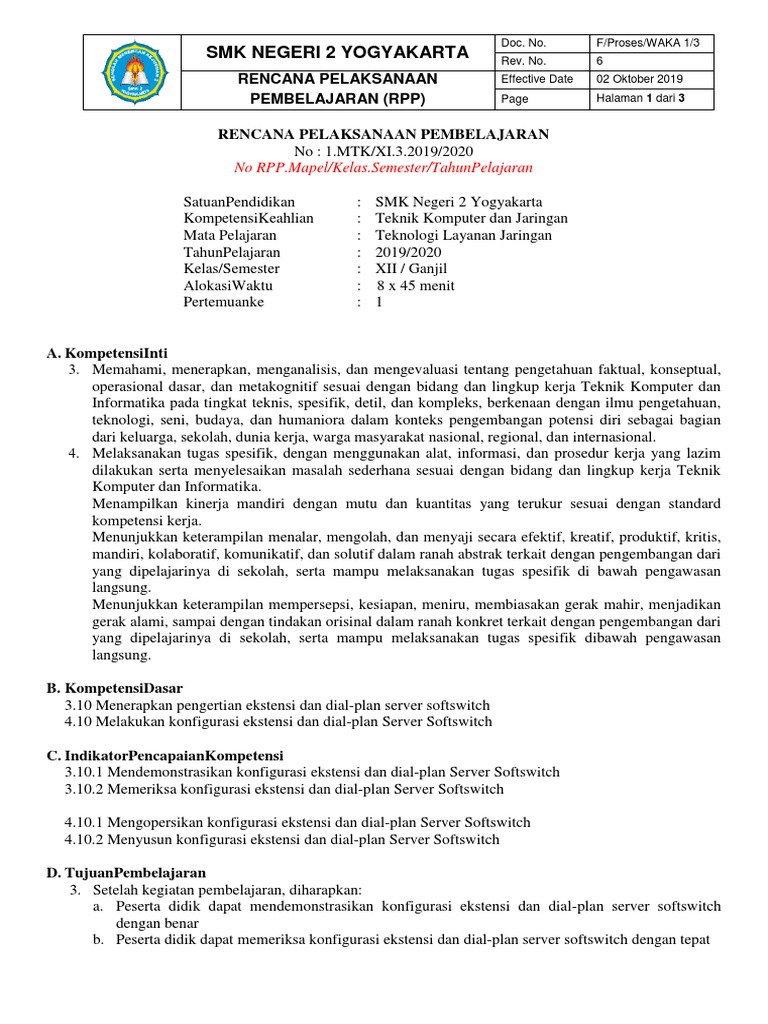 RPP - SMK N 2 Yogyakarta | PDF