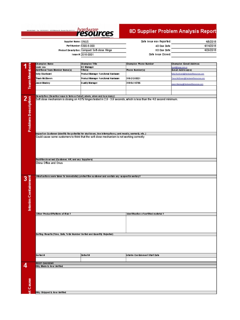 Supplier 8D Form | PDF | Verification And Validation | Business Process