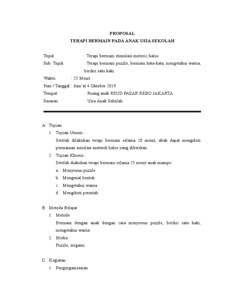 Terapi Bermain Sekolah | PDF
