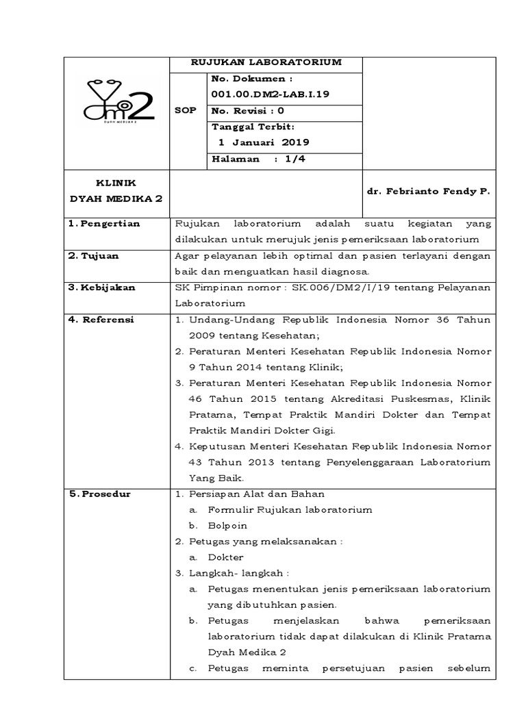 3.1.7.6 Sop Rujukan Laboratorium | PDF