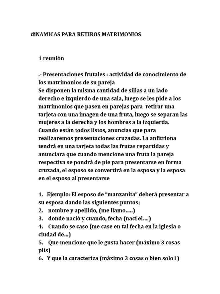 Dinámicas para Retiros Matrimoniales | PDF | Amor | Cristo (título)