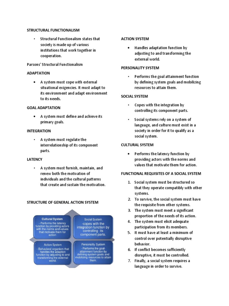 Structural Functionalism Action System | PDF | System | Goal