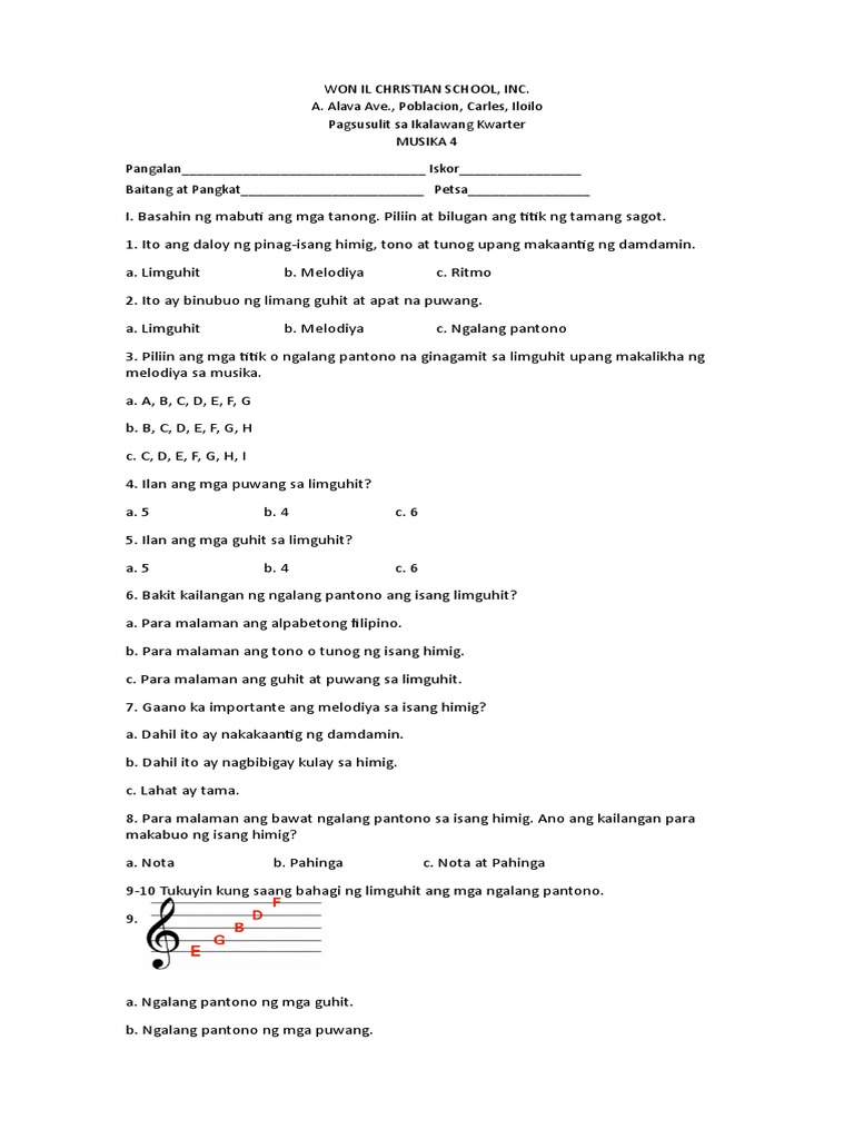 Second Quarter Grade 4 Mapeh &filipino | PDF