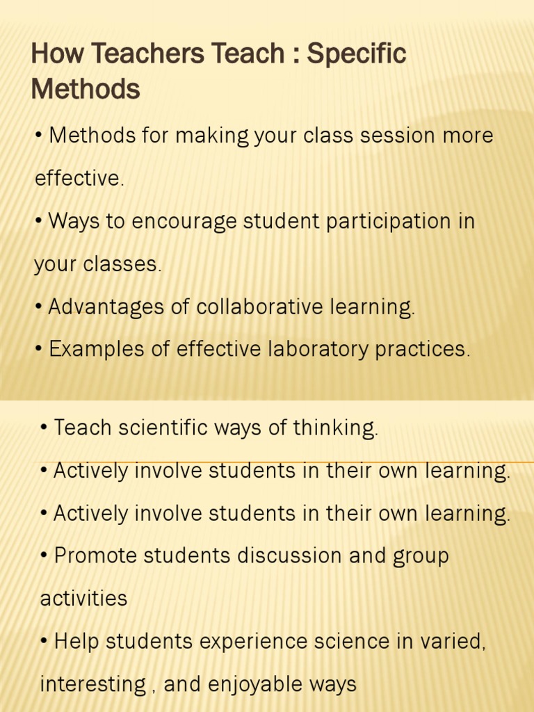 How Teachers Teach: Specific Methods | PDF
