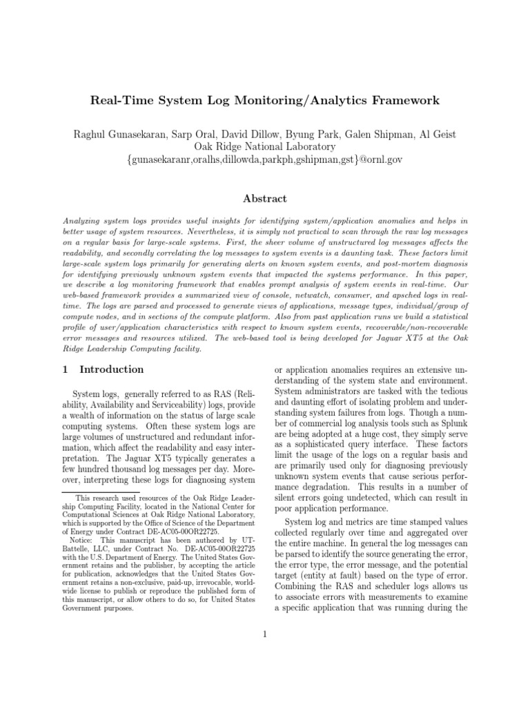 Real-Time System Log Monitoring/Analytics Framework | PDF | Databases ...