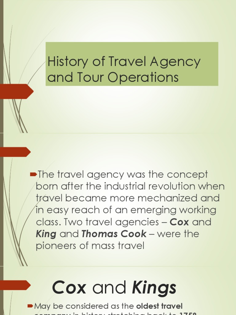 History of Travel Agency and Tour Operations | PDF | Tourism | Business