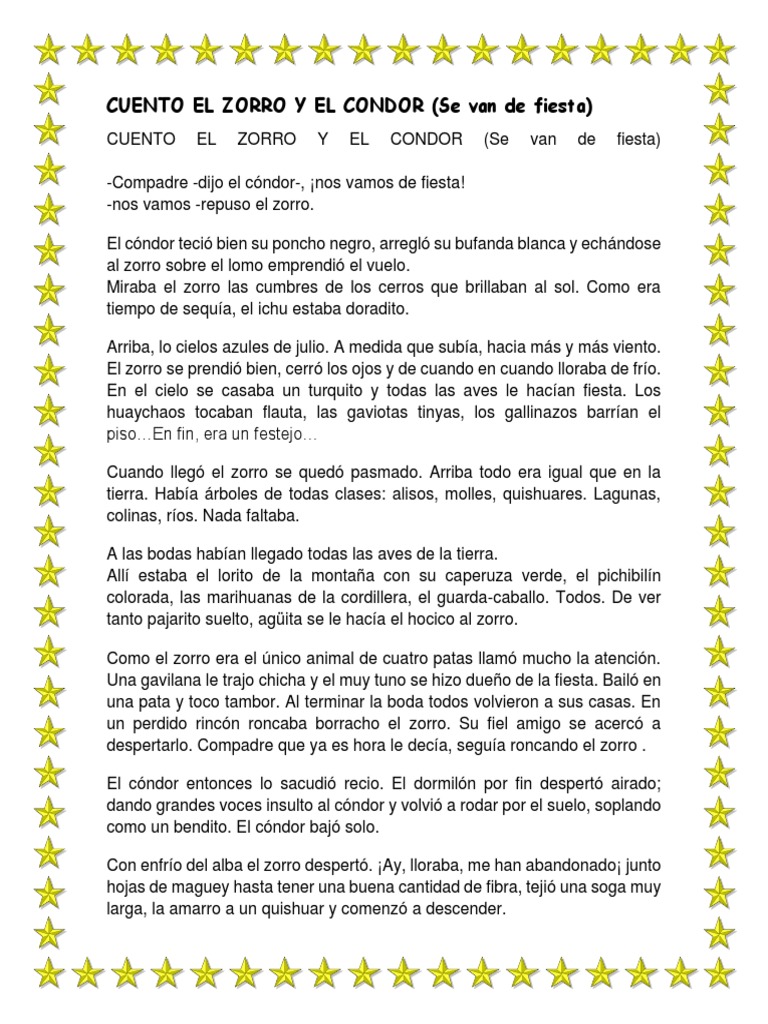 Cuento El Zorro y El Condor | PDF | Cuerda | Naturaleza