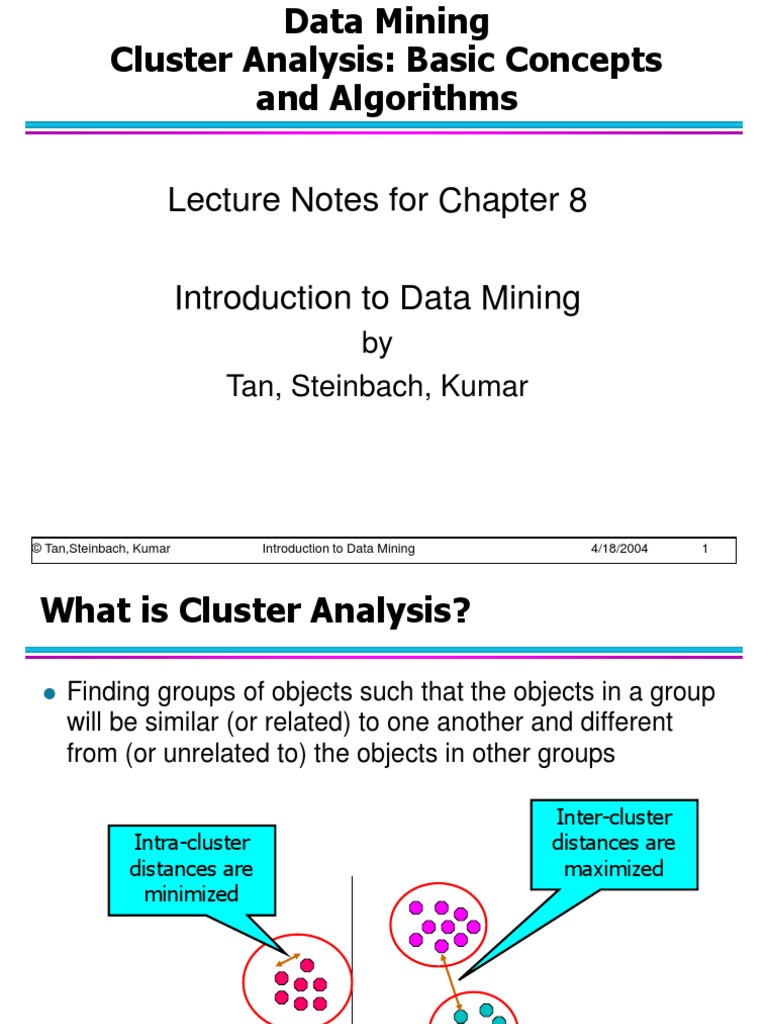 Lecture Notes For Chapter 8: by Tan, Steinbach, Kumar | PDF | Cluster ...
