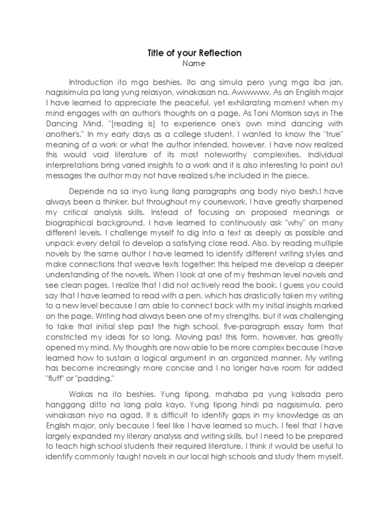 Title of Your Reflection | PDF | Epistemology | Communication