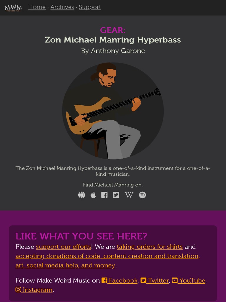 Zon Michael Manring Hyperbass Make Weird Music | PDF | Bass Guitar ...