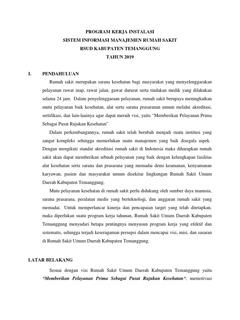 Program Kerja SIMRS | PDF