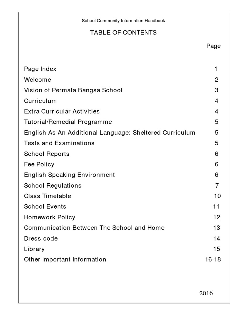 School Community Information Handbook | PDF | Homework | Schools