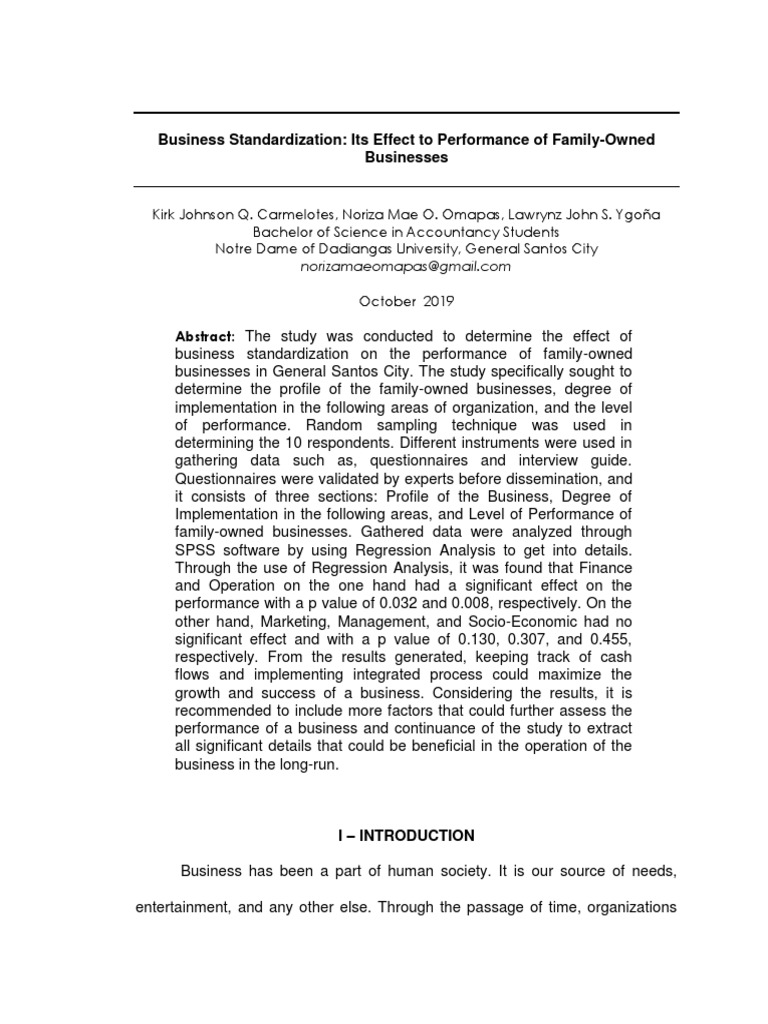 Publishable Article 2019 - Thesis | PDF | Business | Standardization