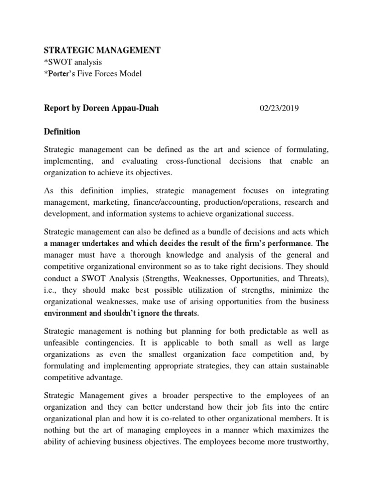 STRATEGIC MANAGEMENT - Docx Assignment - Docx 1 Updated 2 | PDF ...
