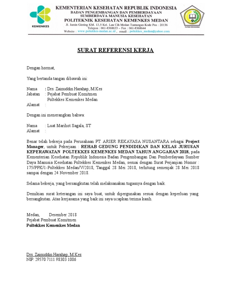 SURAT Referensi Kerja | PDF