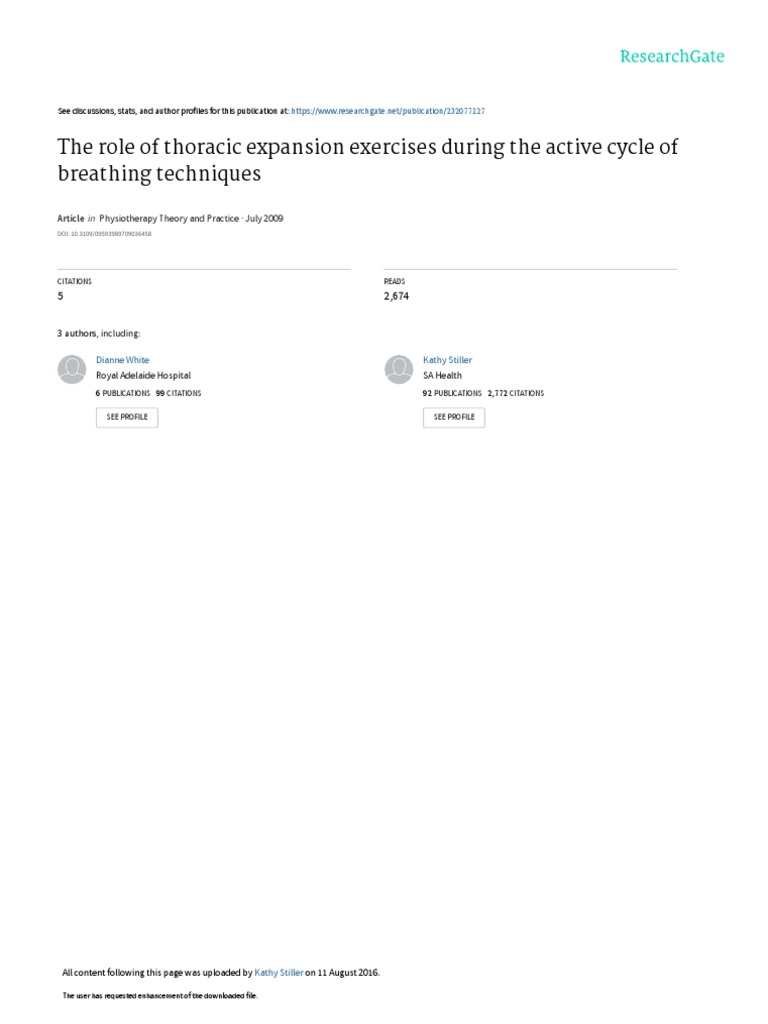 The Role of Thoracic Expansion Exercises During The Active Cycle of ...