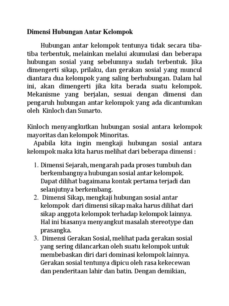 5 Dimensi Hubungan Antar Kelompok | PDF