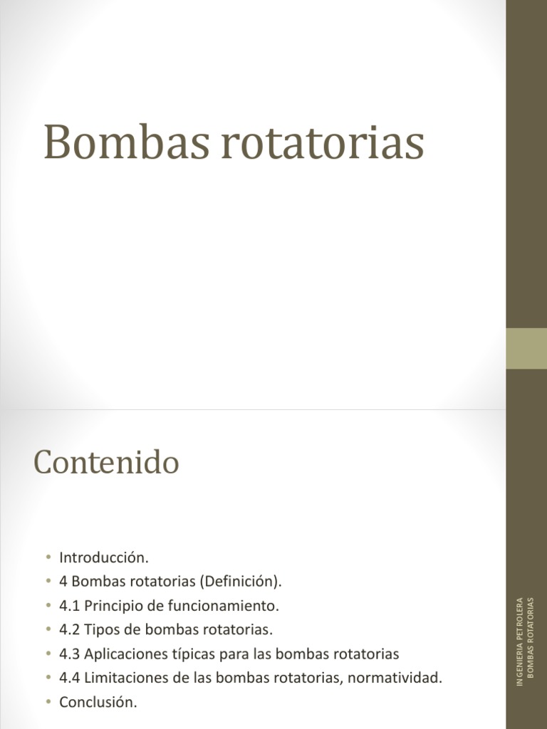 Tipos y Funcionamiento de Bombas Rotatorias | PDF | Bomba | Engranaje