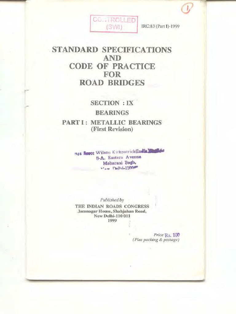Irc 83 Part I 1999 Standard Specifications Code of Practice For Road ...