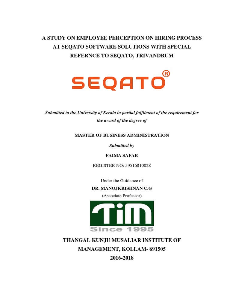 A Study On Employee Perception On Hiring Process at Seqato Software ...