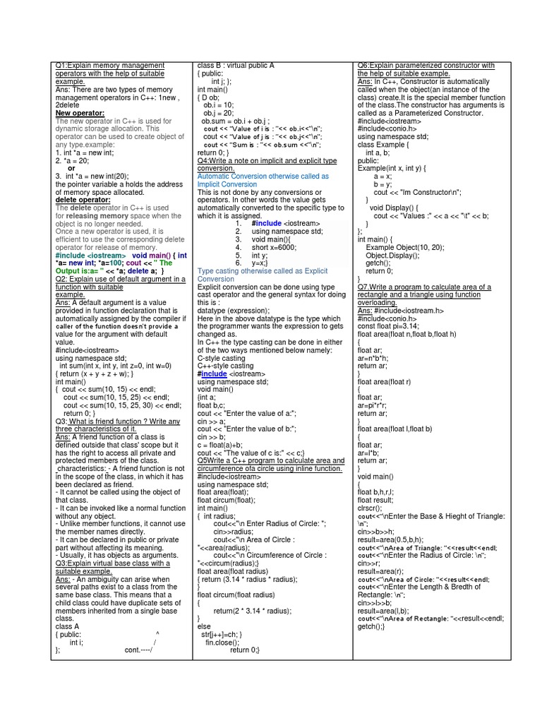Cquestion Paper Pdf Class Computer Programming Constructor Object Oriented Programming