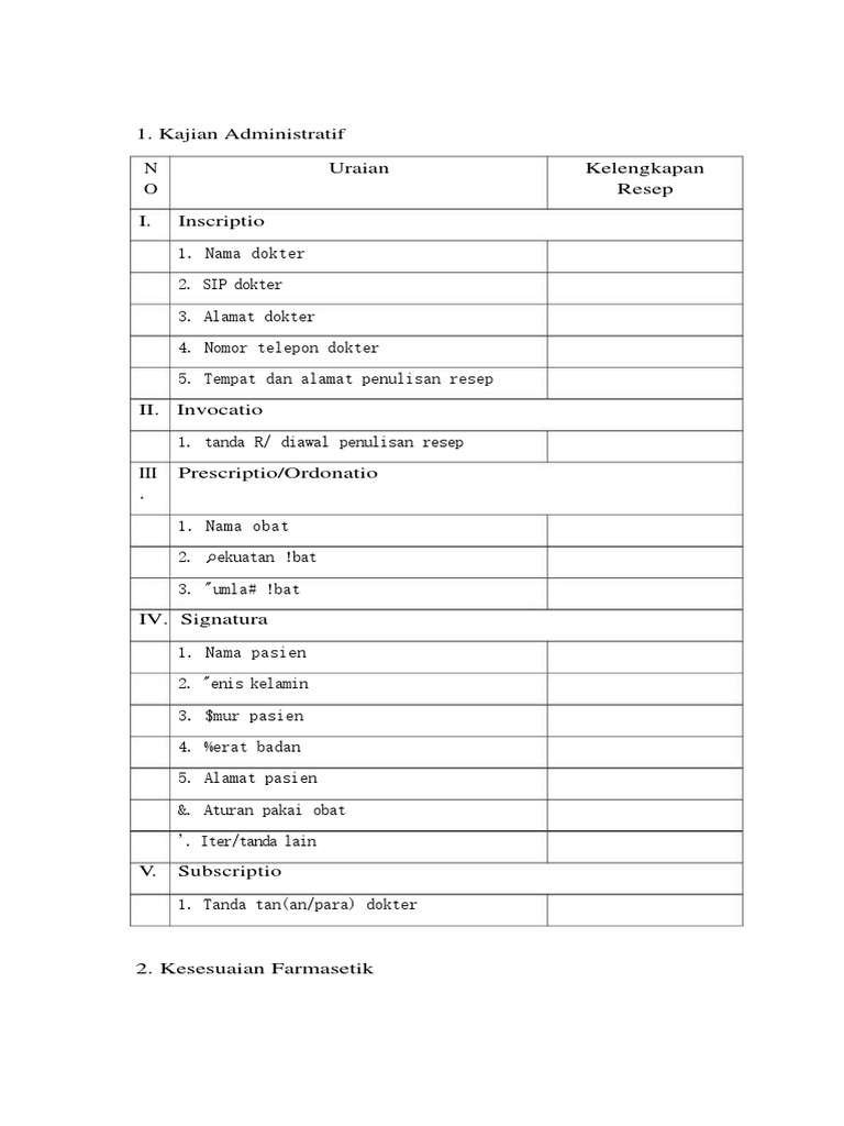 (PDF) Format Skrining Resep, Farmasi, Laporan, Resep | PDF