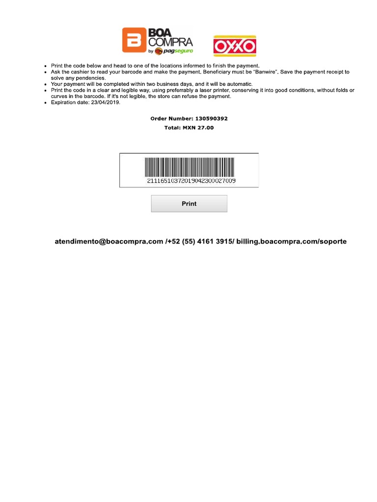 Formato de Pago de Oxxo | PDF